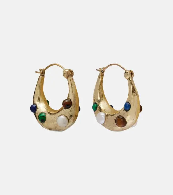 ALEMAIS Alémais Jem Rainbow Embellished Hoop Earrings - Gold