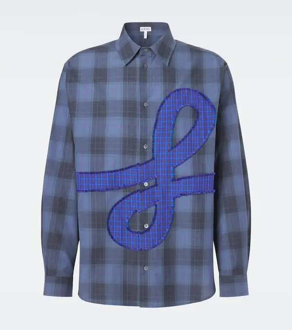 Loewe Checked Cotton Poplin Shirt - Blue