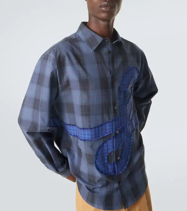 Loewe Checked Cotton Poplin Shirt - Blue