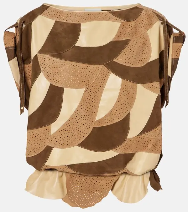 Isabel Marant Dalmy Perforated Suede Top - Brown