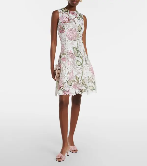 JIMMY CHOO Skye Corsage Lace Mules - Pink