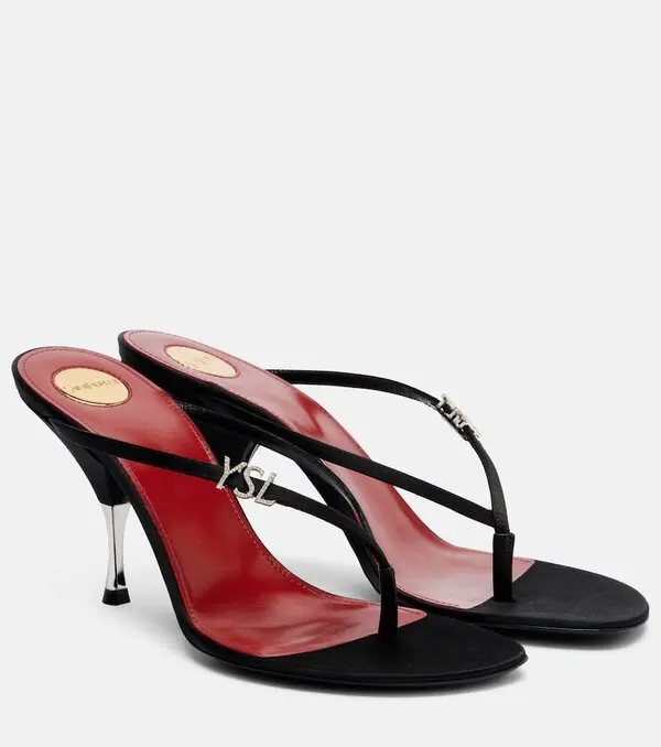 Saint Laurent Jerry Crêpe Satin Thong Sandals - Black