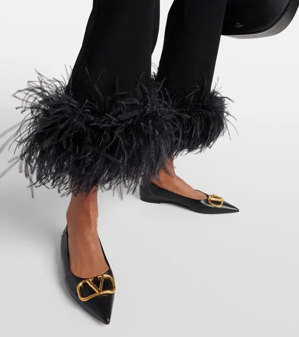 Valentino Garavani Vlogo Leather Ballet Flats - Black