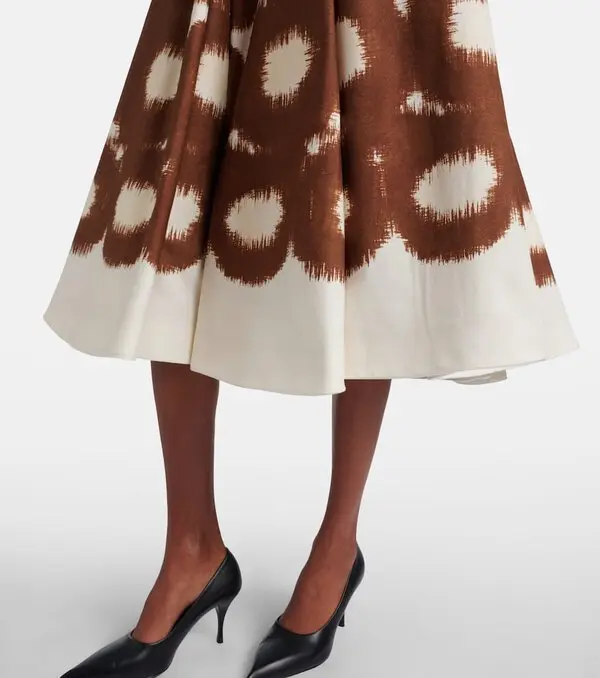 Prada Printed Cotton Canvas Midi Skirt