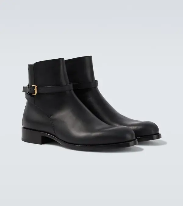 THE ROW Nobilis Leather Ankle Boots
