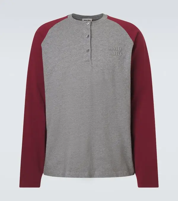 Miu Miu Cotton Jersey Henley Shirt