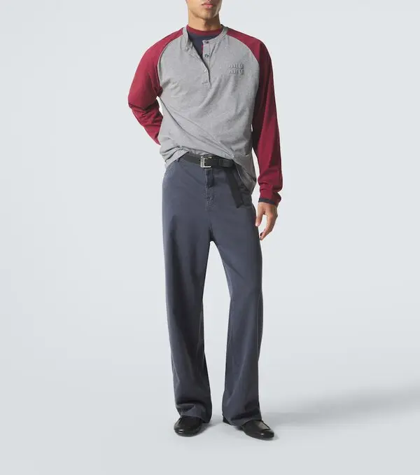 Miu Miu Cotton Jersey Henley Shirt