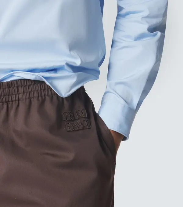 Miu Miu Cotton Twill Tapered Pants