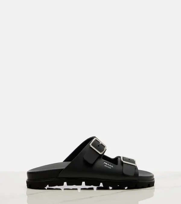 Prada Logo Sandals - Black