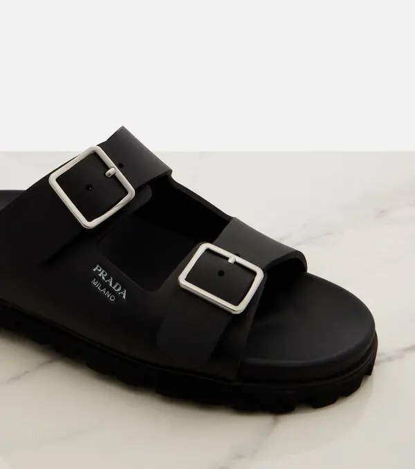 Prada Logo Sandals - Black