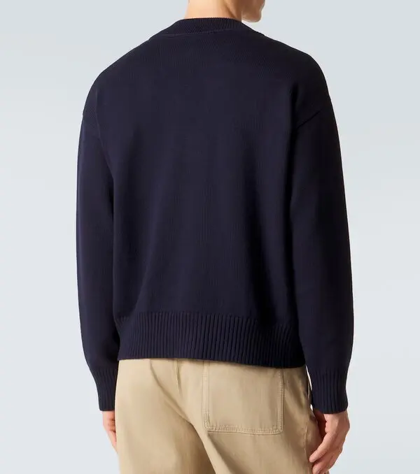 AMI Paris De Cœur Wool And Cotton Cardigan - Blue