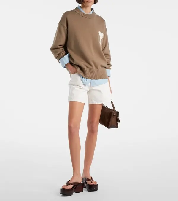 AMI Paris Denim Shorts - White