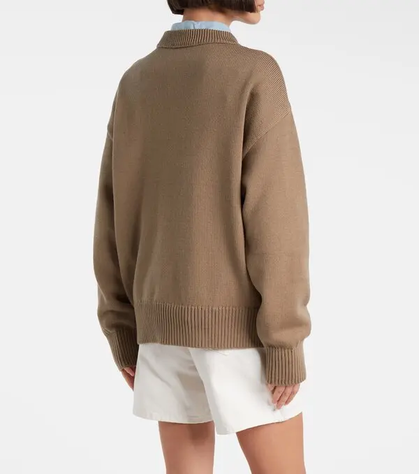 AMI Paris De Coeur Wool And Cotton Sweater - Beige