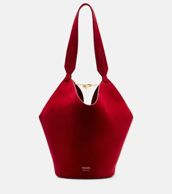 Khaite Lotus Mini Suede Tote Bag - Red