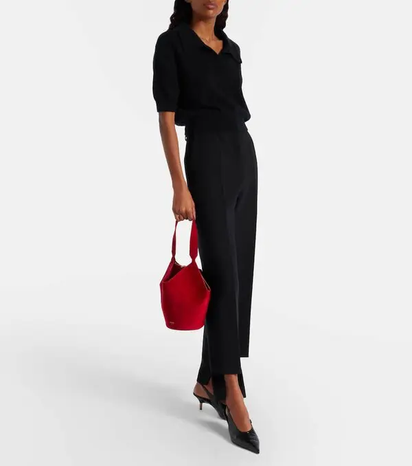 Khaite Lotus Mini Suede Tote Bag - Red