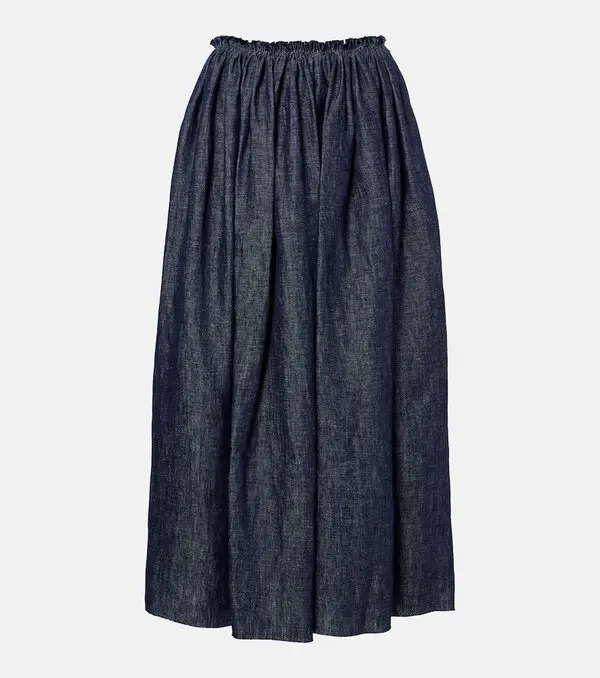 Gabriela Hearst Eloran Linen Midi Skirt - Blue