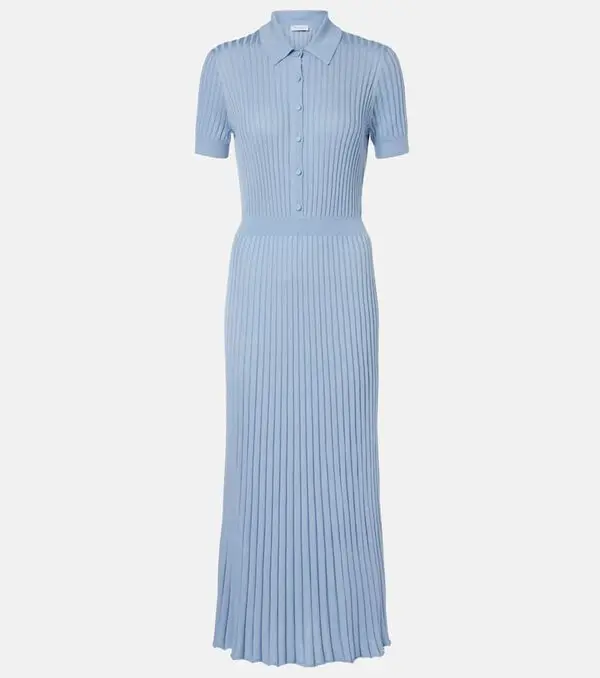 Gabriela Hearst Amor Ribbed-knit Silk And Cashmere Maxi Dress - Blue