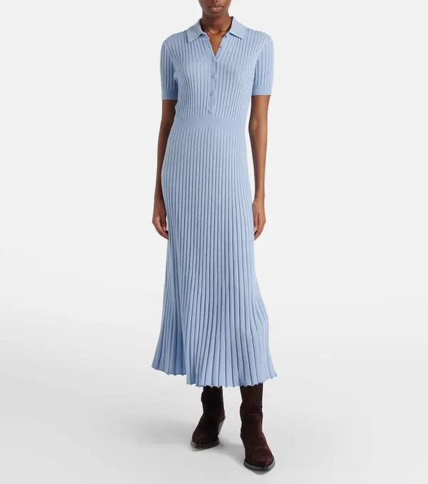 Gabriela Hearst Amor Ribbed-Knit Maxi Dress - Blue | Editorialist