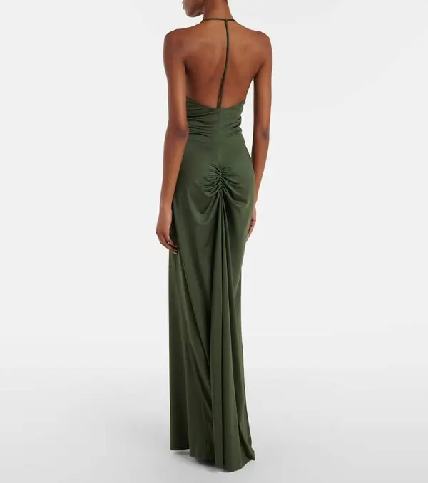 Victoria Beckham Ruched Maxi Dress - Green