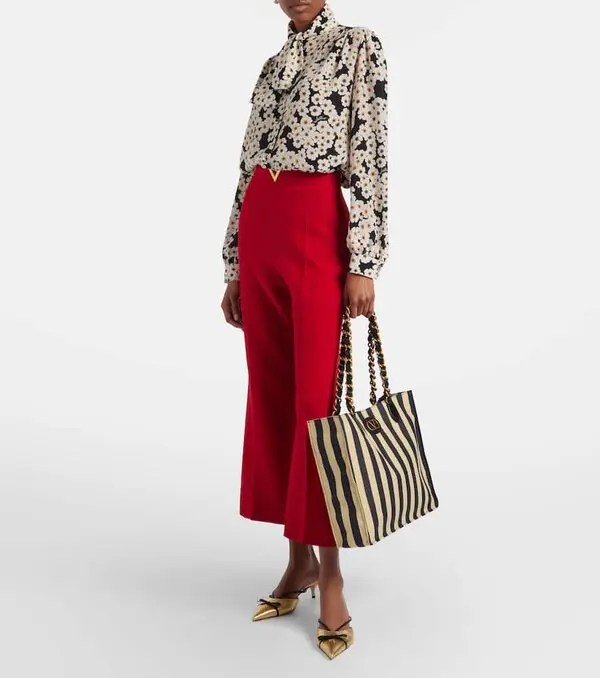 Valentino Garavani Laseine Large Striped Tote Bag