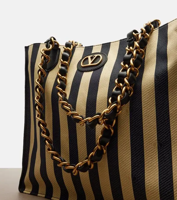 Valentino Garavani Laseine Large Striped Tote Bag