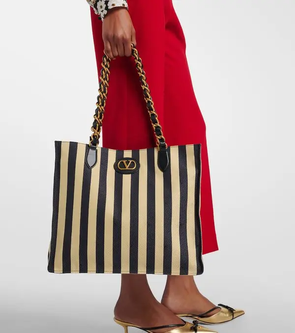 Valentino Garavani Laseine Large Striped Tote Bag