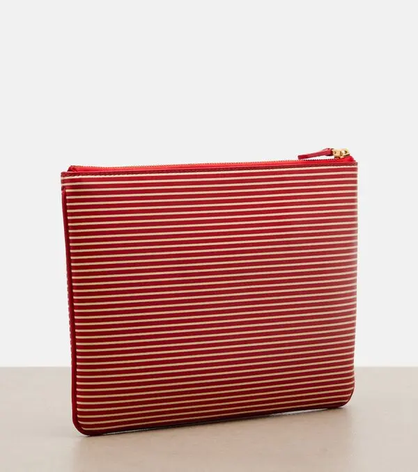 Valentino Garavani Vlogo Striped Leather Pouch - Red