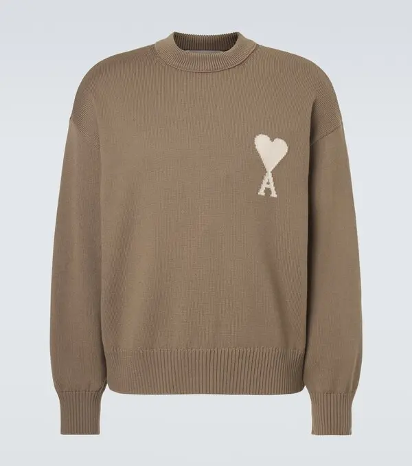 AMI Paris De Coeur Wool And Cotton Sweater