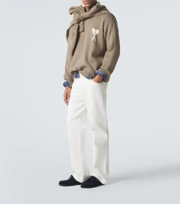 AMI Paris De Coeur Wool And Cotton Sweater