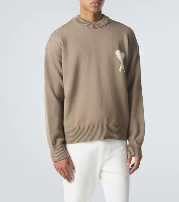 AMI Paris De Coeur Wool And Cotton Sweater
