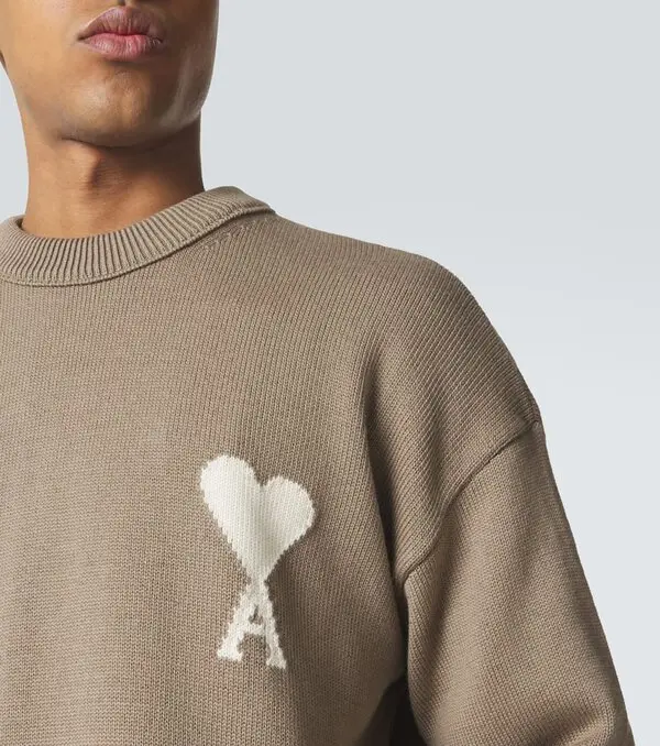AMI Paris De Coeur Wool And Cotton Sweater