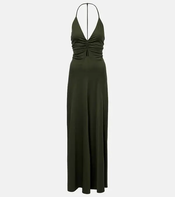 Victoria Beckham Ruched Maxi Dress - Green