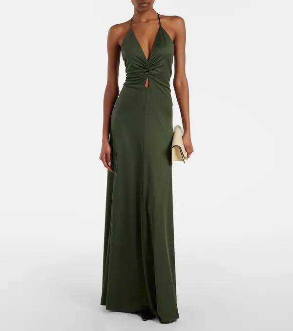 victoria beckham green dress Ruched Maxi In - 20% Off Fashion show