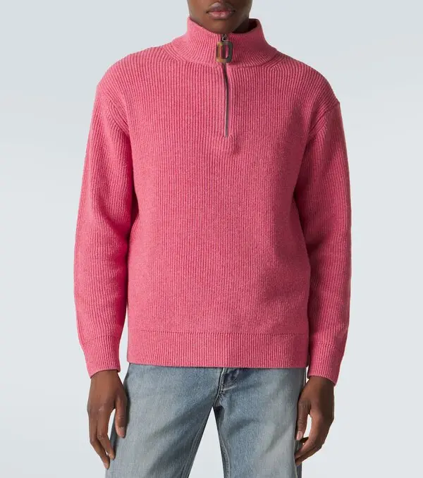 JW Anderson Wool And Cotton Half-zip Sweater - Pink