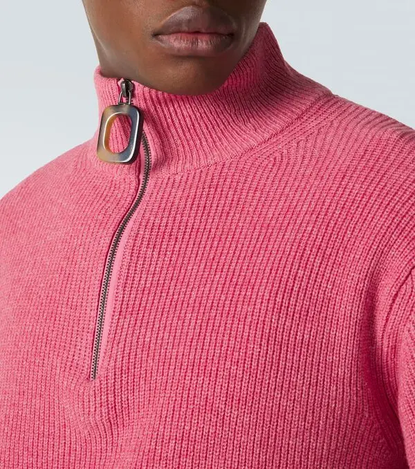 JW Anderson Wool And Cotton Half-zip Sweater - Pink