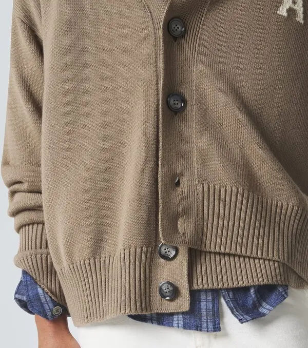 AMI Paris De Cœur Wool And Cotton Cardigan