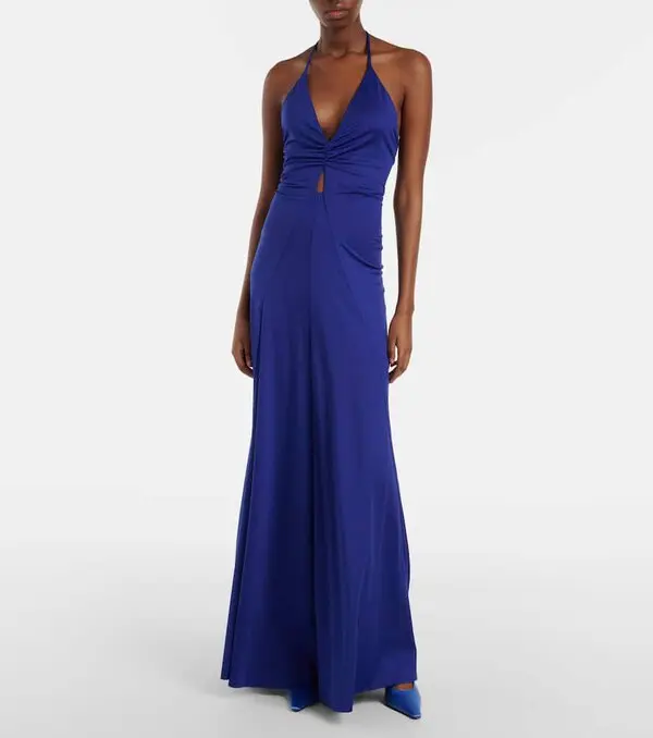 Victoria Beckham Ruched Maxi Dress - Blue | Editorialist