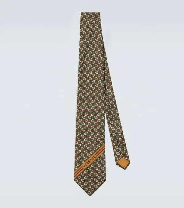 Versace Printed Silk Tie - Green
