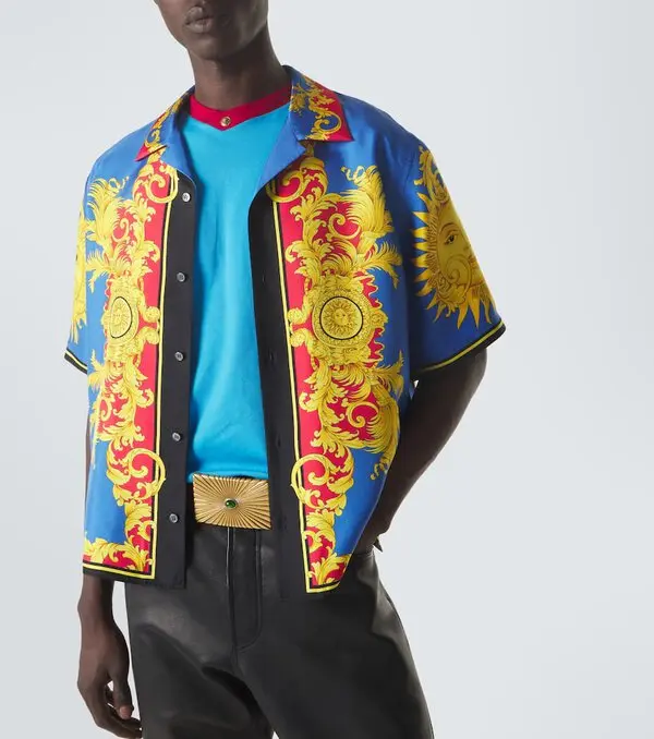 Versace Printed Silk Bowling Shirt