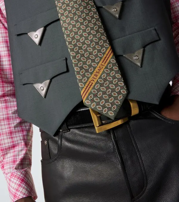Versace Printed Silk Tie - Green
