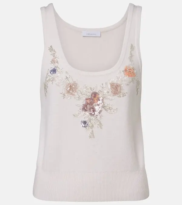 Rabanne Sequined Wool And Cashmere Top - White