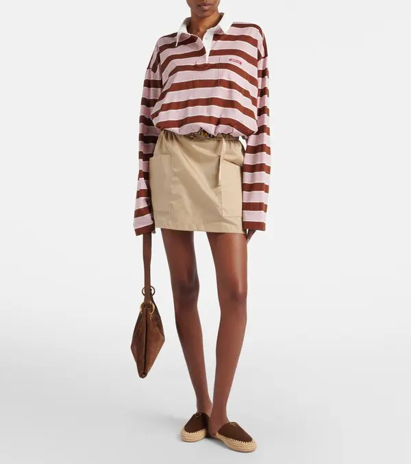 Prada Suede And Jute Mules - Brown
