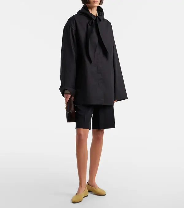 TOTEME Scarf-detailed Cotton Jacket - Black