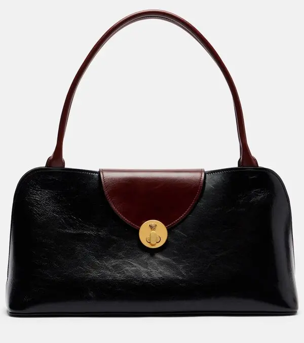 Versace Vivienne Medium Leather Shoulder Bag - Black