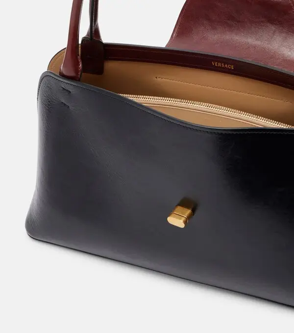 Versace Vivienne Medium Leather Shoulder Bag - Black
