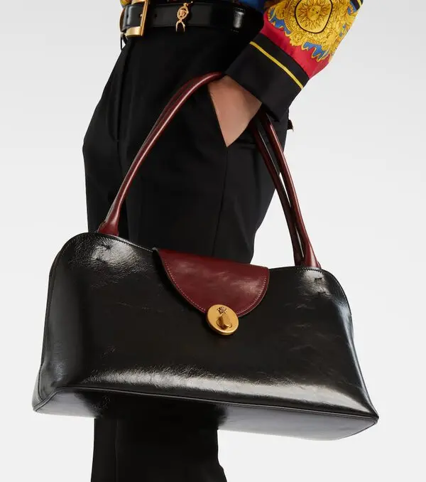 Versace Vivienne Medium Leather Shoulder Bag - Black