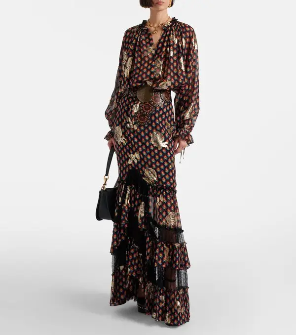 Etro Printed Silk-blend Blouse - Black