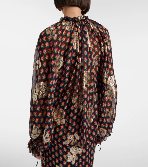 Etro Printed Silk-blend Blouse - Black