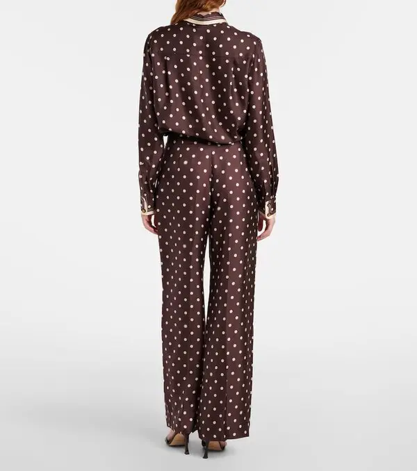 Zimmermann Polka-dot Silk Satin Wide-leg Pants