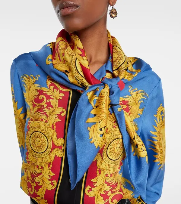 Versace Printed Silk Twill Scarf